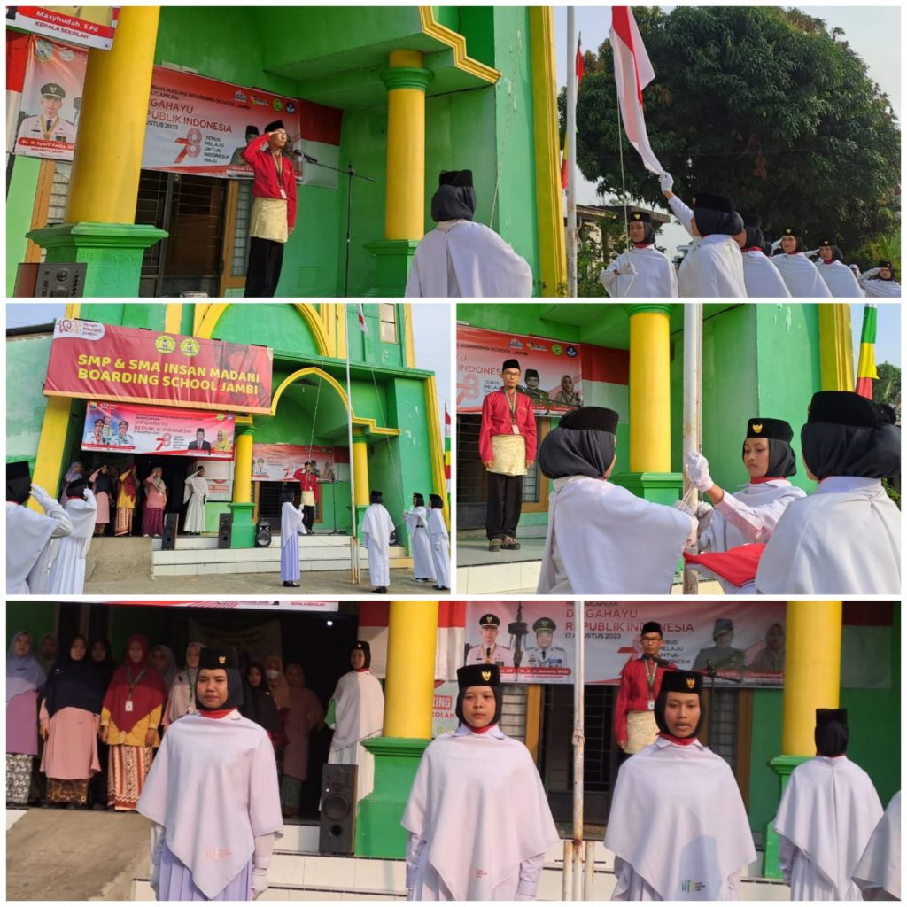 Upacara peringatan hari kemerdekaan RI ke 78 di SMP dan SMA Insan Madani - LAZ Insan Madani Jambi